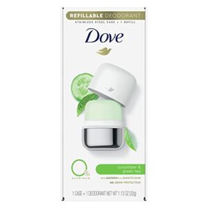 dove refillable deodorant starter kit deodorant for women cucumber & green tea 0% aluminum 1.13 oz