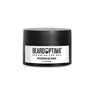 beardoptima mustache wax for all types of beard | beard & moustache wax for men - strong hold for taming - grooming beard wax for smooth, condition & styling - 1 fl oz/ 30ml