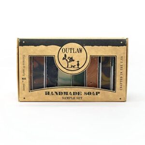 unique handmade soap samples - try 8 unconventional popular natural soaps - sample set soap for men and women - by outlaw