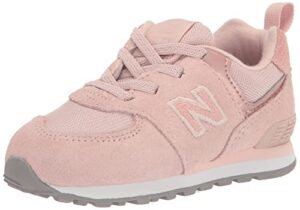 new balance girls 574 v1 bungee sneaker, pink haze/white, 7 toddler