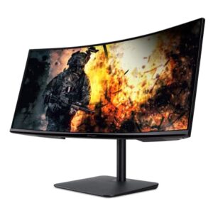 AOPEN by Acer 34HC5CUR Pbmiiphx 34" 1500R Curved Zero-Frame UWQHD (3440 x 1440) VA Gaming Monitor AMD FreeSync Premium Technology Up to 144Hz 1ms 21:9 2 x HDMI 2.0 Ports & 1 x Display Port 1.4, Black