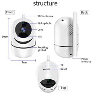 EGGVU Smart Baby Monitor WiFi, Indoor Enhanced Security Camera 1080P, 360° Rotation with Remote Pan-Tilt-Zoom, Two-Way Audio, Auto Night Vision, Elderly and Pet Monitoring, White