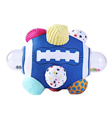 The Season Toys Football Bumpy Ball for Baby Cognitive Developmental, Baby Boys & Girls – Newborn to 36 Months Sensory Football Rattle Toy, Blue