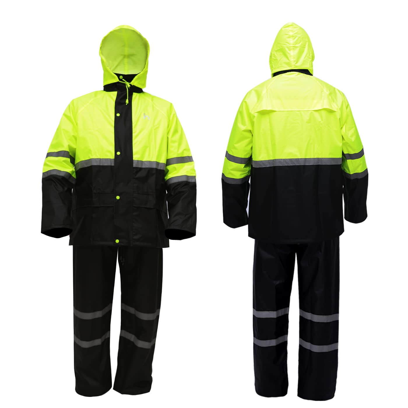 High Visibility Reflective Safety Jacket, Rain Suits for Men Lightweight Rain Gear, Waterproof Rain Jacket with Pants(Yellow Large)