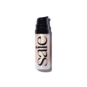 saie mini glowy super gel lightweight illuminator - luminizer + makeup primer for glowing skin - enriched with vitamin c + hydrating squalane oil - travel size holiday gifts - starglow (0.5 oz)