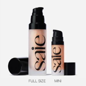 Saie Glowy Super Gel Lightweight Illuminator - Luminizer and Makeup Primer for Glowing Skin - Enriched with Vitamin C + Hydrating Squalane Oil - Travel Size Holiday Gifts - Sunglow (1 oz)