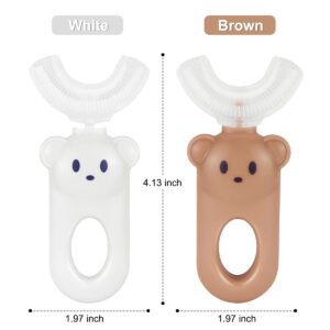 2 Pieces of Children’s U-Shaped Toothbrush, Manual Training Toothbrush, 360-Degree Oral Cleaning Design, Food-Grade Soft Silicone Brush Head, Suitable for Toddlers and Children