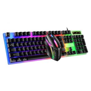 jydbrt keyboard colorful lighting wired mechanical keyboard mouse set 1000 dpi 104 keys rainbow led backlight gaming keyboards mechanical keyboard (color : black, size : with mouse)