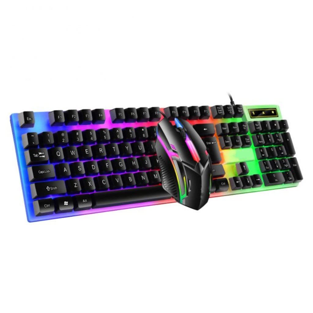 JYDBRT Keyboard Colorful Lighting Wired Mechanical Keyboard Mouse Set 1000 Dpi 104 Keys Rainbow Led Backlight Gaming Keyboards Mechanical Keyboard (Color : Black, Size : with Mouse)