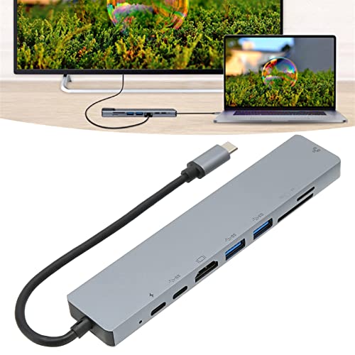 USB C Dock, Durable in Use Type C Adapter Widely Compatible Type C to RJ45 USB3.0 USB C HD Multimedia Interface 8 in 1 Multifunctional for Desktop for Laptop