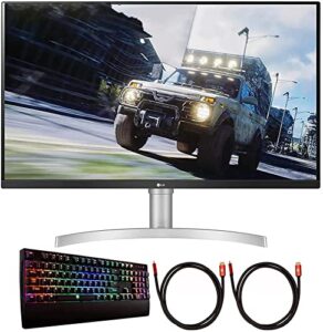 lg 32un550-w 32" uhd 3840x2160 va hdr10 amd freesync monitor bundle with deco gear mechanical gaming keyboard and 2x deco gear 6ft 4k hdmi 2.0 cable