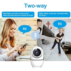 EGGVU Smart Baby Monitor WiFi, Indoor Enhanced Security Camera 1080P, 360° Rotation with Remote Pan-Tilt-Zoom, Two-Way Audio, Auto Night Vision, Elderly and Pet Monitoring, White