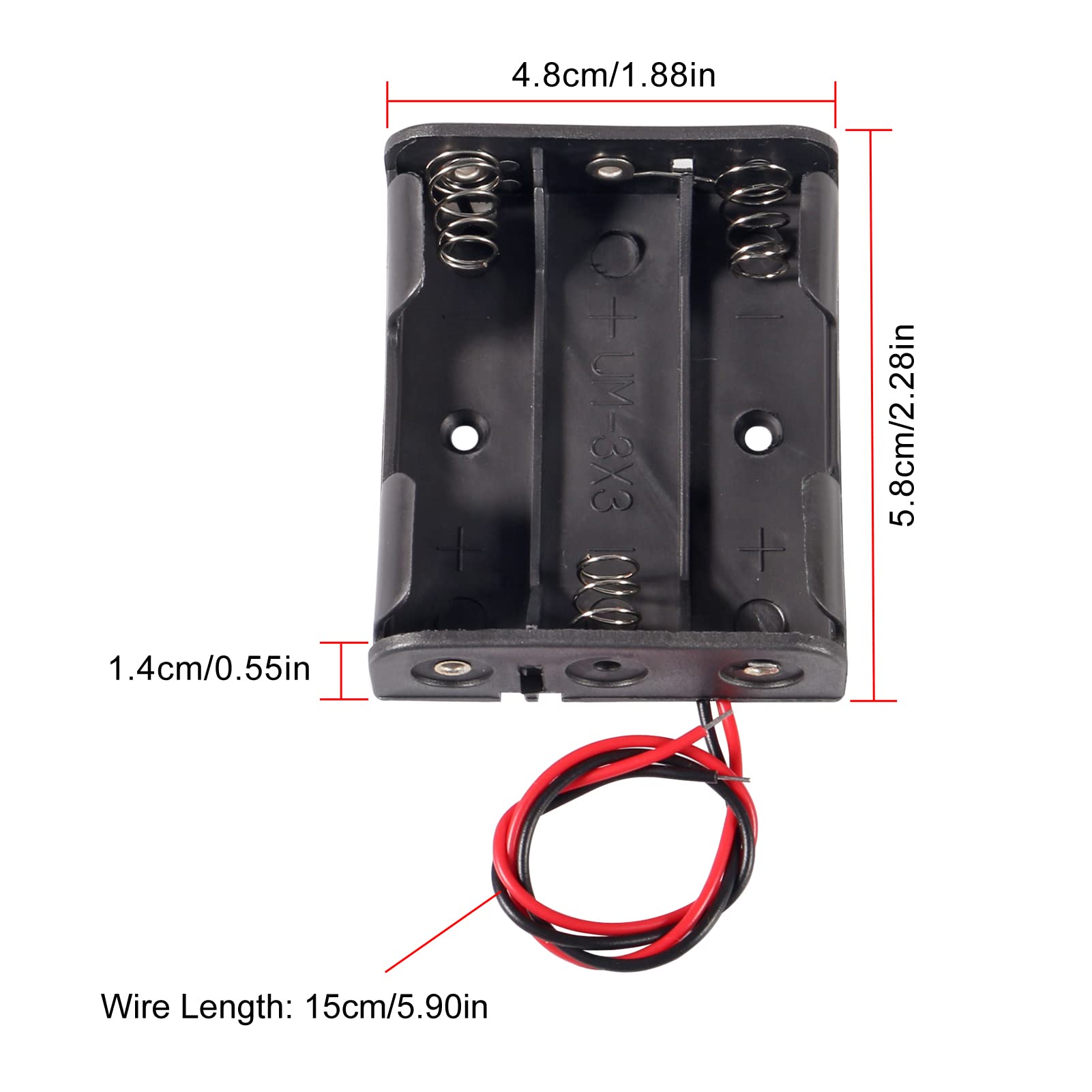 Aobao 6pcs 3 AA Battery Holder 3 X 1.5V 4.5V AA Battery Holder Case Box with Leads Wires