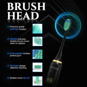 IntoCozy DY-108pro Replacement Toothbrush Heads Plaque Control Toothbrush Heads for Click-on Sonic Toothbrush, Reminder Bristles, Full Size, 4 Count