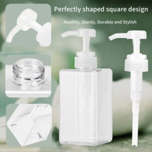 450ml (15.2oz) Pump Bottle Dispenser Jansburg 2Pack Refillable Square Plastic Lotion Dispenser Empty Lotion Pump Bottle for Essential Oil Soap Lotion Shampoo, Bathroom/Kitchen/Travel Clear