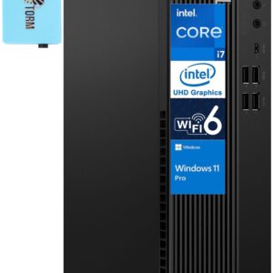 Lenovo Thinkcentre SFF M80S Business Desktop (Intel i7-10700 8-Core, 16GB RAM, 2TB HDD (2.5), WiFi 6, Bluetooth 5.1, RJ-45, 4 Display Port, 2 Display Port (DP), Win 10 Pro) w/DKZ Hub