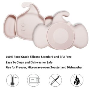 Silicone Baby Feeding Set with Baby Plate, Spoon and Fork,Baby Plate with Suction,First Stage Self Feeding,BPA Free