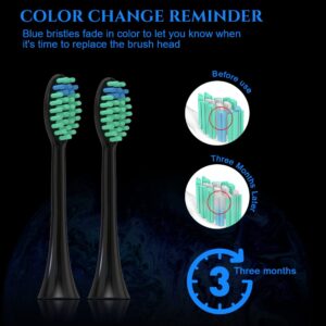 IntoCozy DY-108pro Replacement Toothbrush Heads Plaque Control Toothbrush Heads for Click-on Sonic Toothbrush, Reminder Bristles, Full Size, 4 Count