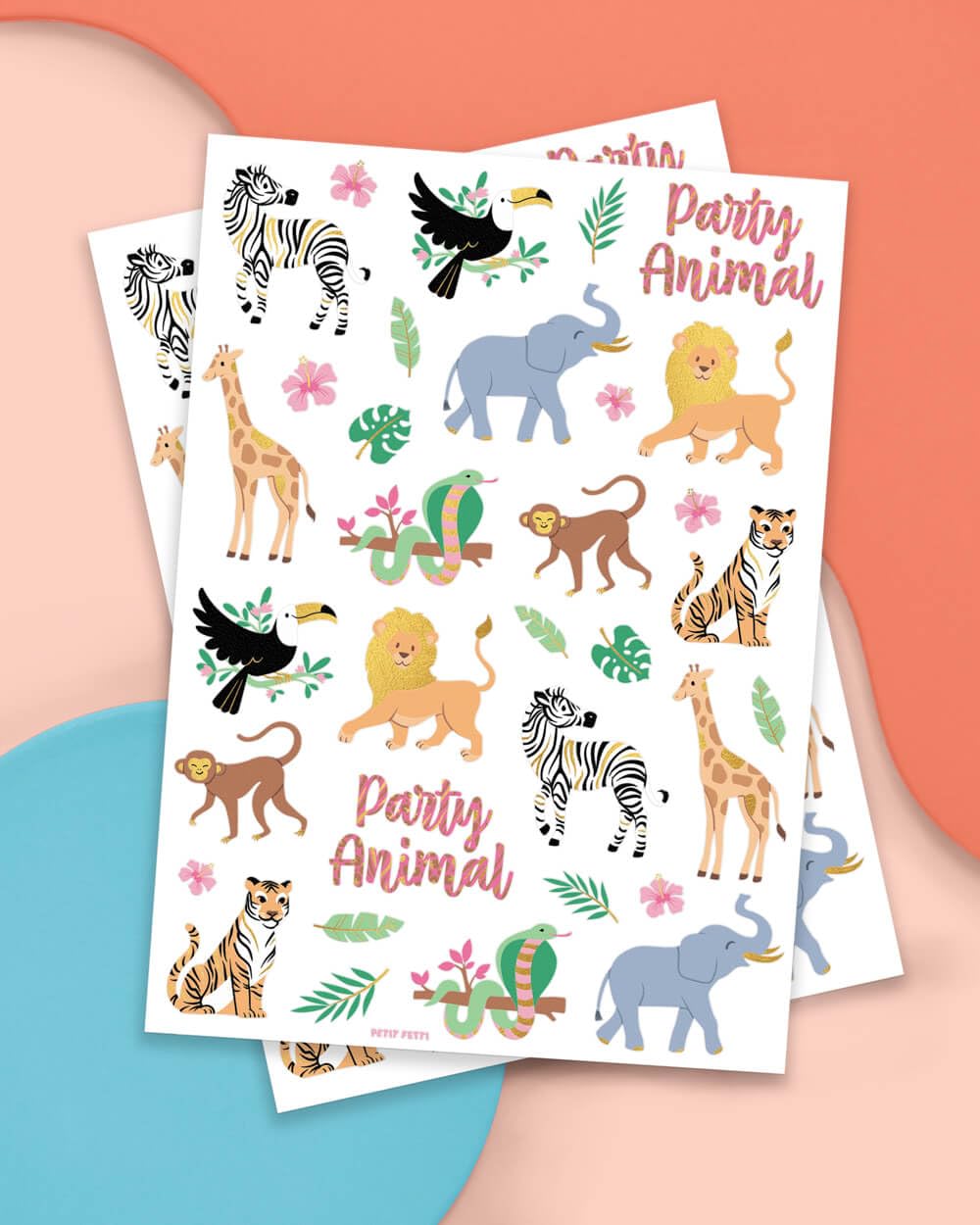 xo, Fetti Jungle Temporary Tattoos - 36 styles | Elephant Arts + Craft, Wild Animal Birthday Party Supplies, Giraffe Safari Baby Shower, Tiger