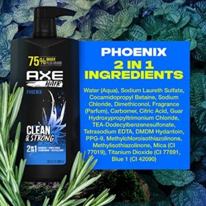 AXE Wash and Care for Clean and Strong Hair Phoenix 2-in-1 Shampoo and Conditioner Crushed Mint and Rosemary 100 percent Recycled Bottle 28 oz 4 Pack