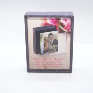 Deluxe Linen Flash Drive Box with Photo (Gray) to Put Your USB Flash Drive Holds one Photo on The Cover of The Box