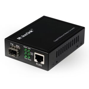 mokerlink gigabit sfp to rj45 converter, fiber to ethernet media converter, 10/100/1000mbps rj45 port, 1000base-sx/lx sfp slot, support minigbic module