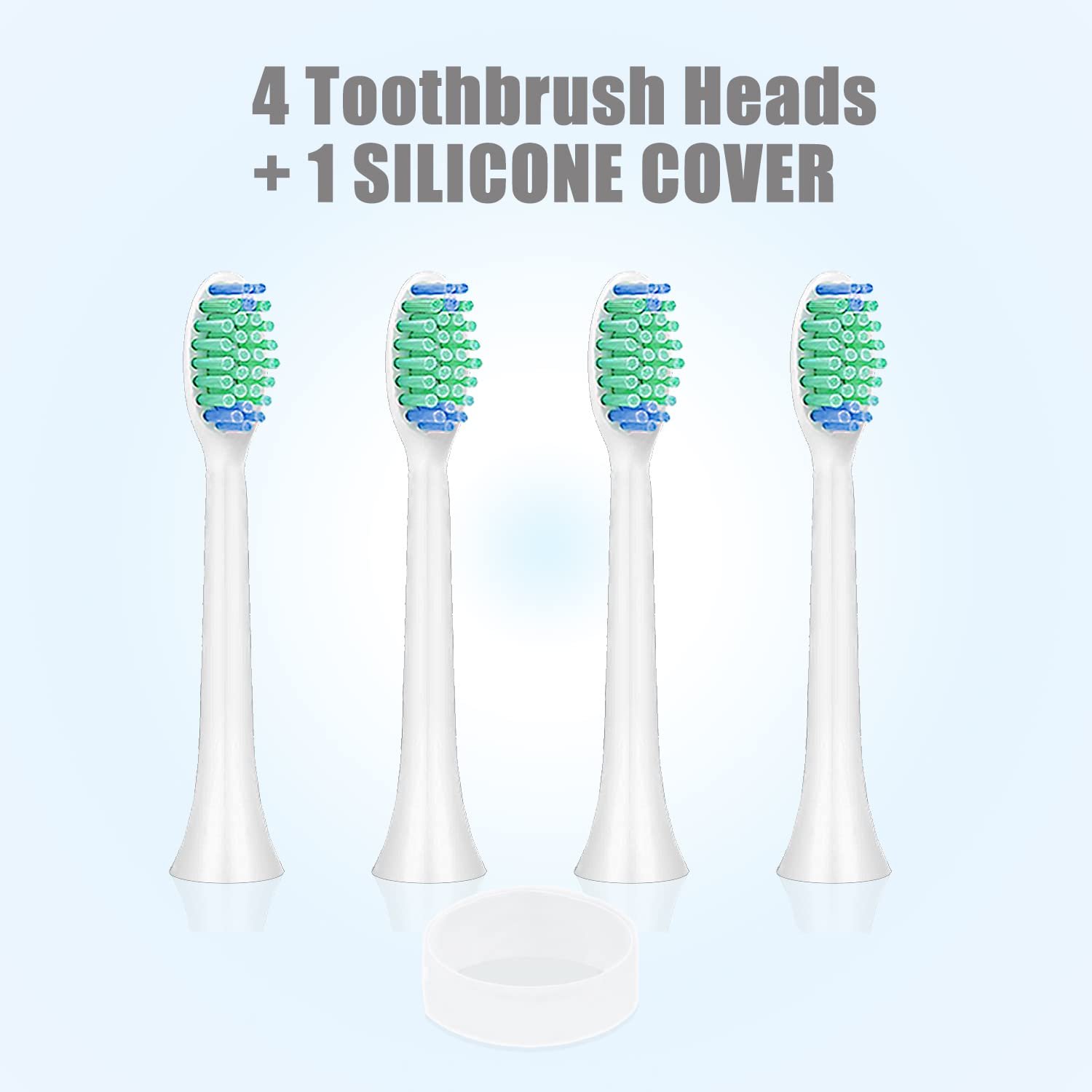 Auwish Electric Toothbrush Brush Head x 4 and Bottom Silicone Cover for Auwish Sonic Toothbrushes