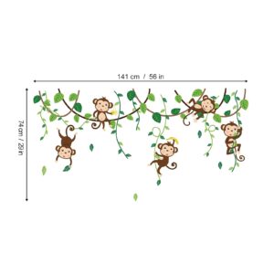 decalmile Jungle Animal Wall Stickers Bundle with Safari Monkey Wall Decals Kids Bedroom Nursery Classroom Wall Decor