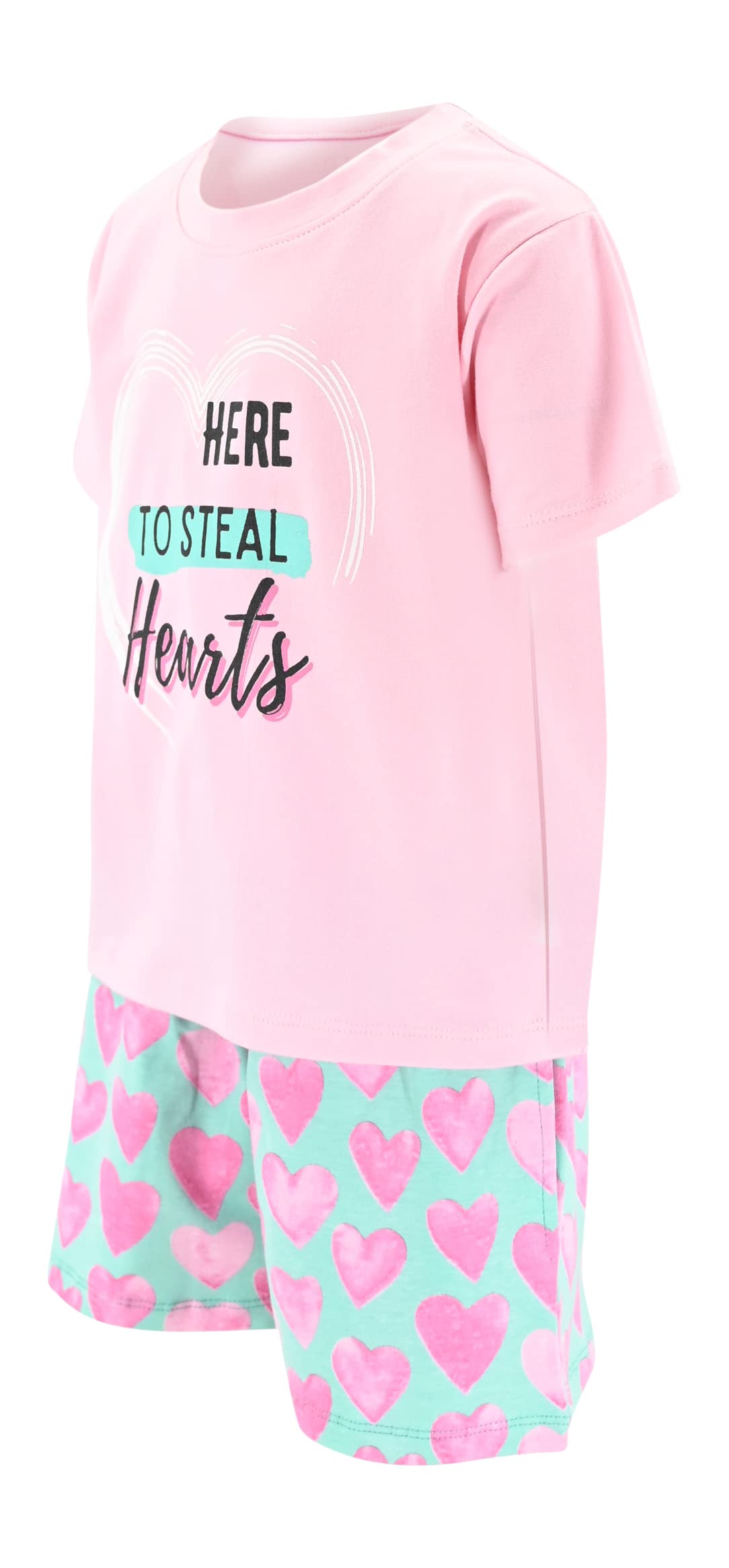 Unique Baby Boys Valentines Here To Steal Hearts Shorts Set Outfit (4Y, Pink)