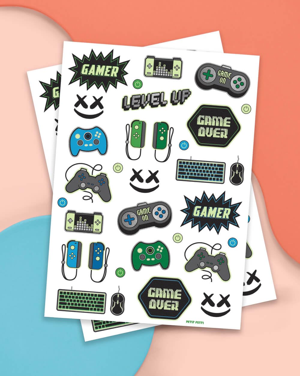 xo, Fetti Video Game Party Supplies Temporary Tattoos - 40 Glow in the Dark Styles | Videogame Birthday Favors, Decorations, Controller, Computer Keyboard, Gamer, Arcade