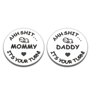 new baby gift for dad mom decision coins funny new parents pregnancy gift for first time daddy mummy to be christmas birthday baby shower father's mother's day coin for husband wife double-sided