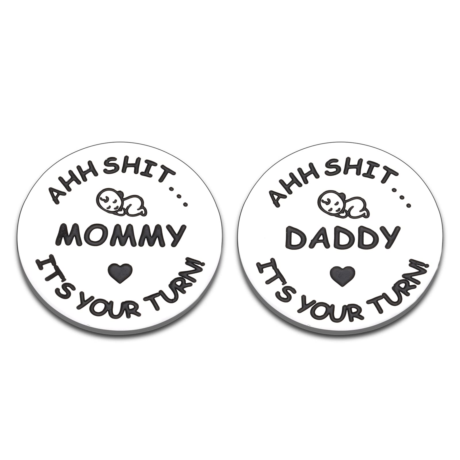 New Baby Gift for Dad Mom Decision Coins Funny New Parents Pregnancy Gift for First Time Daddy Mummy to be Christmas Birthday Baby Shower Father's Mother's Day Coin for Husband Wife Double-Sided