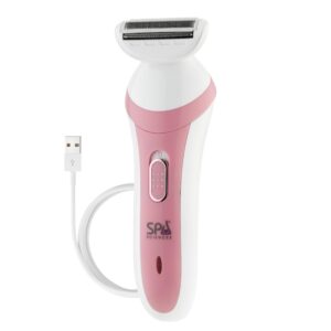 spa sciences ziva lady shaver - advanced wet & dry trimmer - non-irritating shave - for sensitive skin - usb rechargeable - all skin types