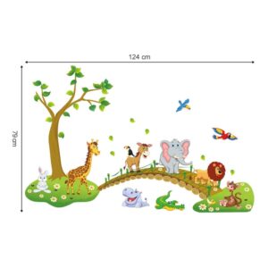 decalmile Jungle Animal Wall Stickers Bundle with Safari Monkey Wall Decals Kids Bedroom Nursery Classroom Wall Decor