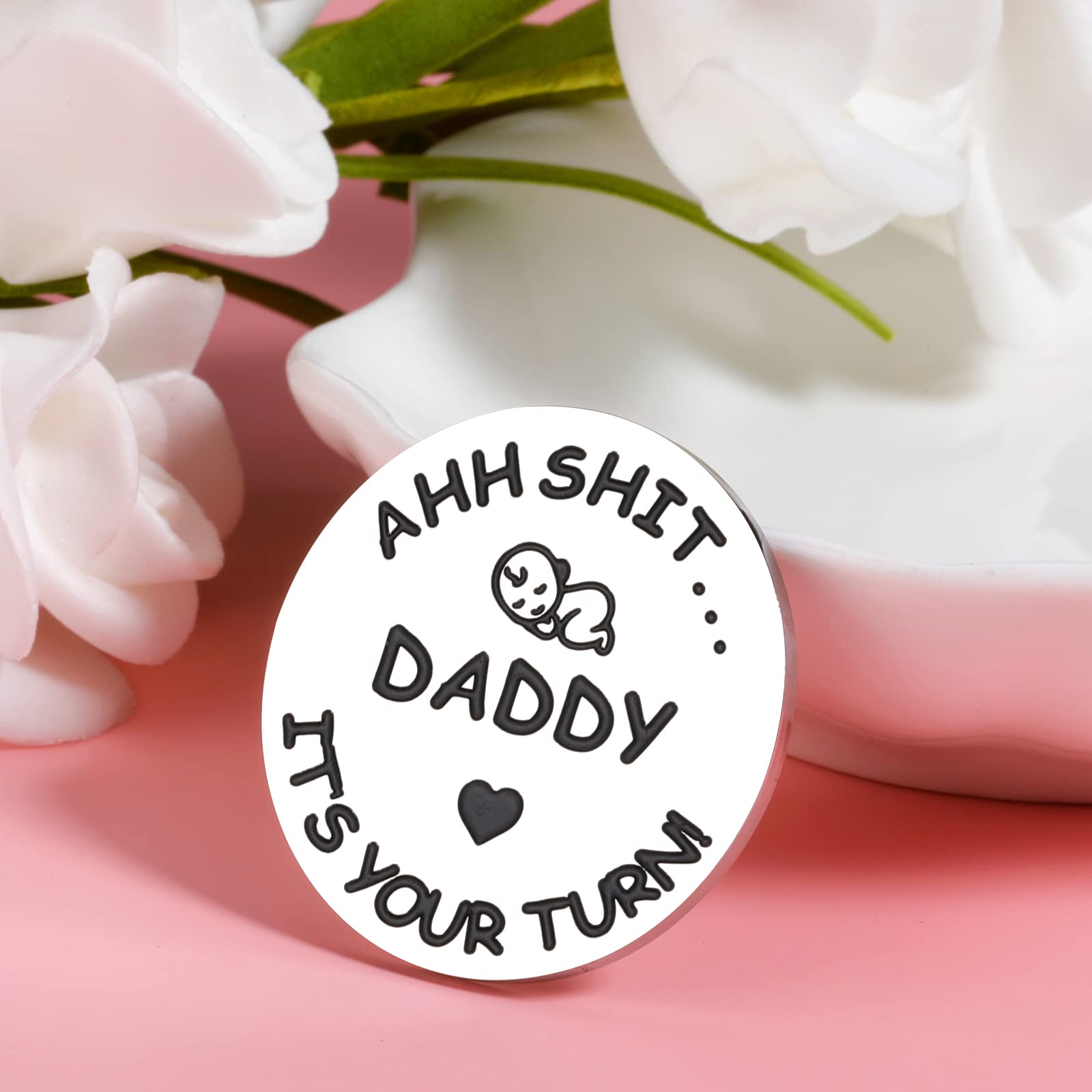 New Baby Gift for Dad Mom Decision Coins Funny New Parents Pregnancy Gift for First Time Daddy Mummy to be Christmas Birthday Baby Shower Father's Mother's Day Coin for Husband Wife Double-Sided