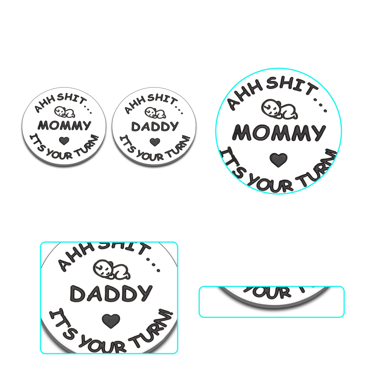 New Baby Gift for Dad Mom Decision Coins Funny New Parents Pregnancy Gift for First Time Daddy Mummy to be Christmas Birthday Baby Shower Father's Mother's Day Coin for Husband Wife Double-Sided