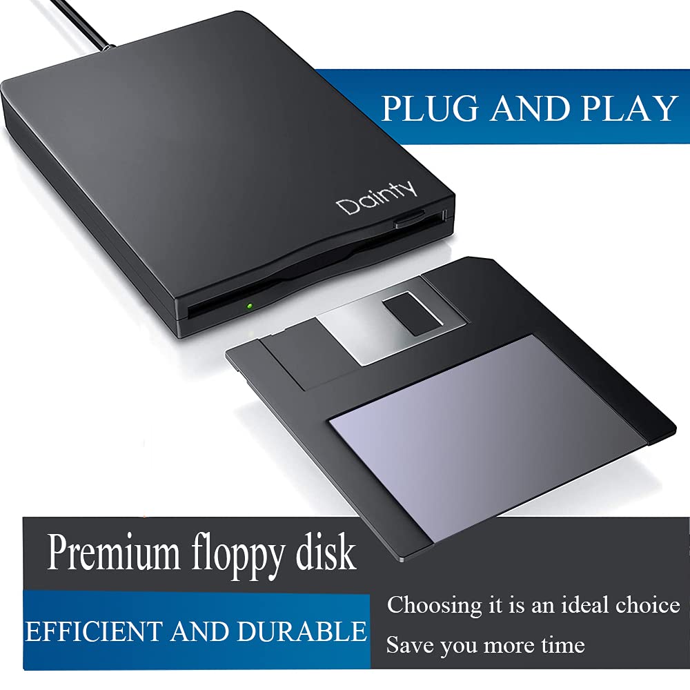 Dainty 3.5" External Floppy Disk Reader Drive Portable 1.44MB FDD for PC Windows 98/ME/2000/XP/Vista/Windows 7/8/10,for Mac£¬General