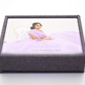 Deluxe Linen Flash Drive Box with Photo (Gray) to Put Your USB Flash Drive Holds one Photo on The Cover of The Box