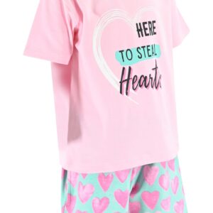 Unique Baby Boys Valentines Here To Steal Hearts Shorts Set Outfit (4Y, Pink)