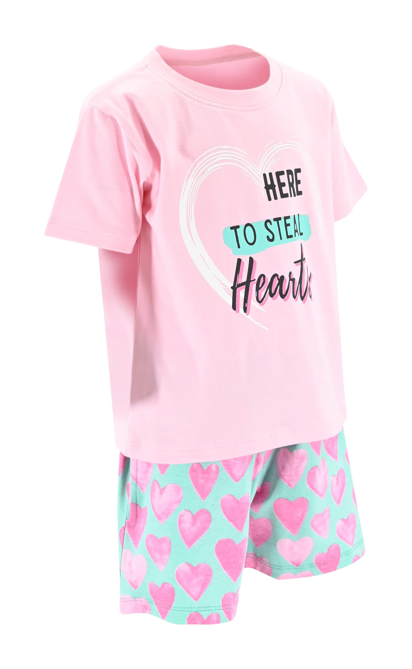 Unique Baby Boys Valentines Here To Steal Hearts Shorts Set Outfit (4Y, Pink)