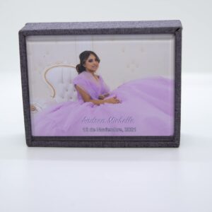 Deluxe Linen Flash Drive Box with Photo (Gray) to Put Your USB Flash Drive Holds one Photo on The Cover of The Box