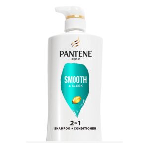 pantene pro-v smooth & sleek 2 in 1 shampoo & conditioner,17.9 fl oz pump bottle