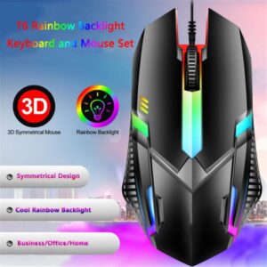 JYDBRT Keyboard Colorful Lighting Wired Mechanical Keyboard Mouse Set 1000 Dpi 104 Keys Rainbow Led Backlight Gaming Keyboards Mechanical Keyboard (Color : Black, Size : with Mouse)