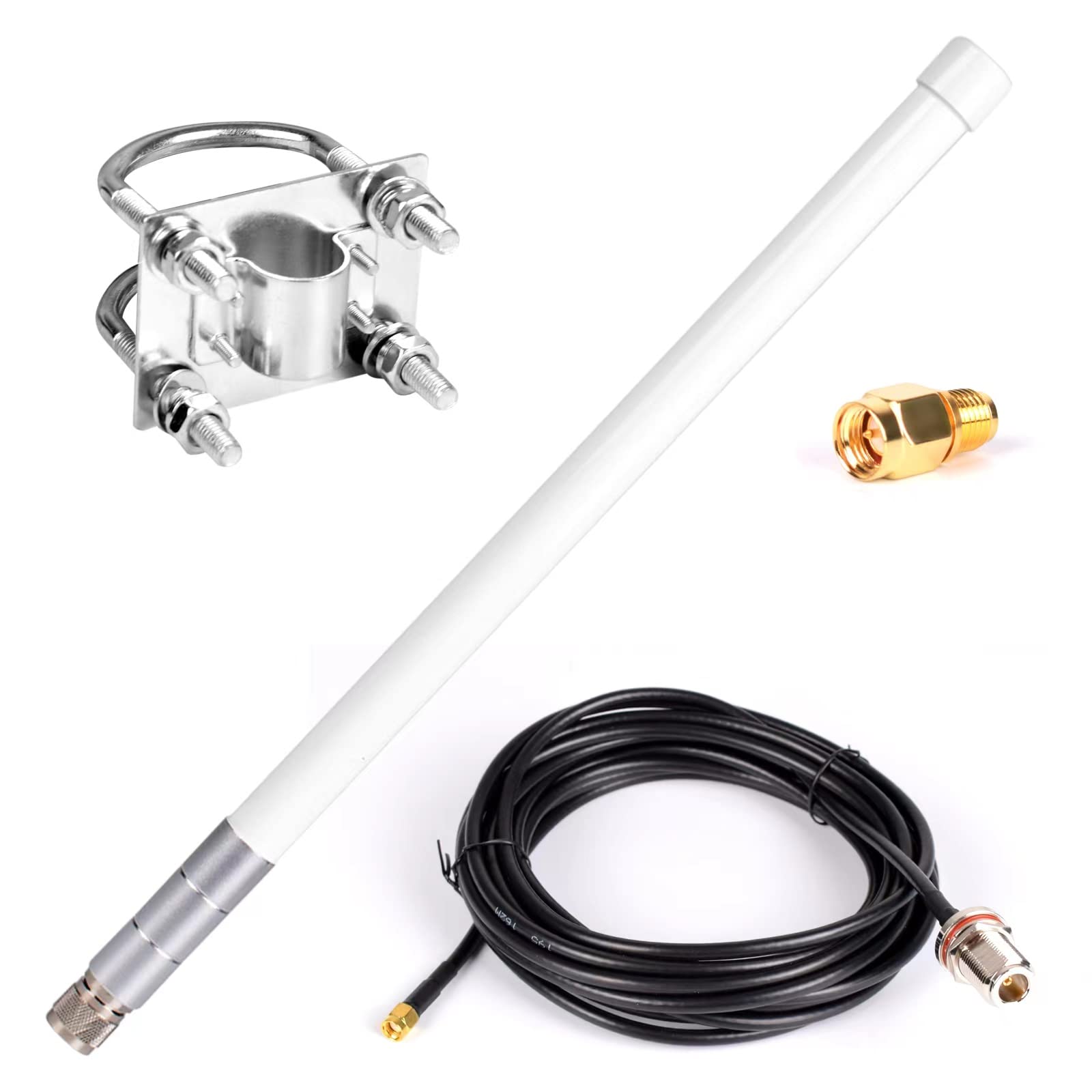 Waterproof 8dBi Lora 915MHz Fiberglass Antenna with 20Ft Low Loss KMR195 Cable for Crypto Helium Hotspot RAK MNTD Nebra Bobcat 300 SenseCAP M1 EasyLinkIn SyncroB.it Hotspot HNT Miner