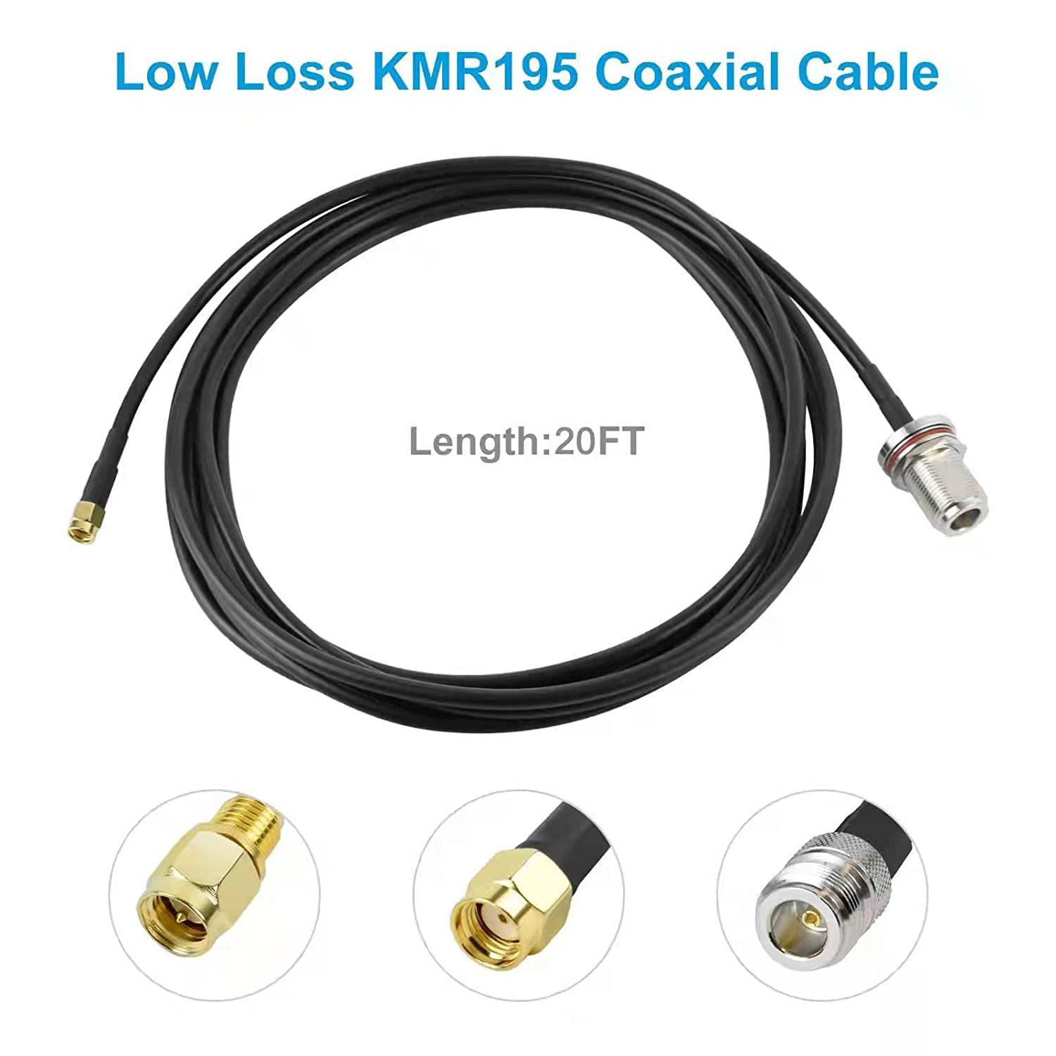 Waterproof 8dBi Lora 915MHz Fiberglass Antenna with 20Ft Low Loss KMR195 Cable for Crypto Helium Hotspot RAK MNTD Nebra Bobcat 300 SenseCAP M1 EasyLinkIn SyncroB.it Hotspot HNT Miner