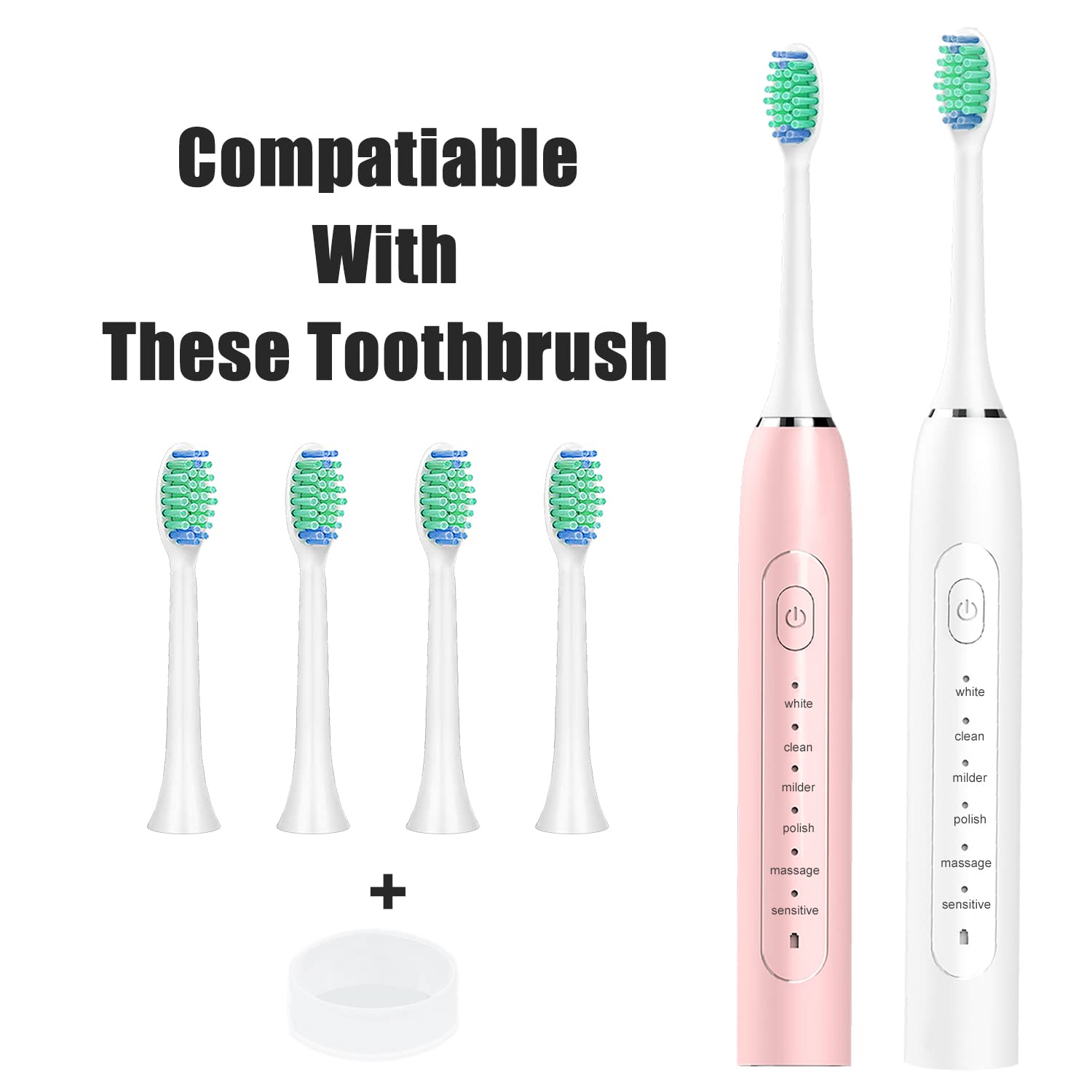 Auwish Electric Toothbrush Brush Head x 4 and Bottom Silicone Cover for Auwish Sonic Toothbrushes