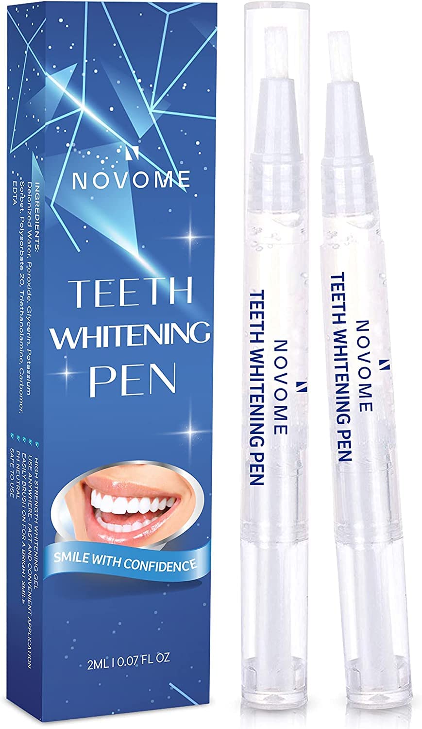 Teeth Whitening Pen, Instant Teeth Whitener, Effective Teeth Whitening Gel, Painless for Tooth Whitening, Perfect Sensitive Teeth Whitening Product, Travel Friendly, Natural Mint Ingredient- 2Pcs