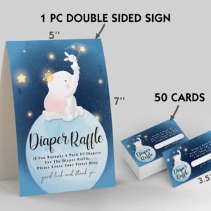 Diaper Raffle Tickets for Baby Shower Sign，Baby Shower Invitations with Diaper Raffle Cards - Baby gender neutral tickets(1 Sign with 50 Raffle Tickets) Toctose018