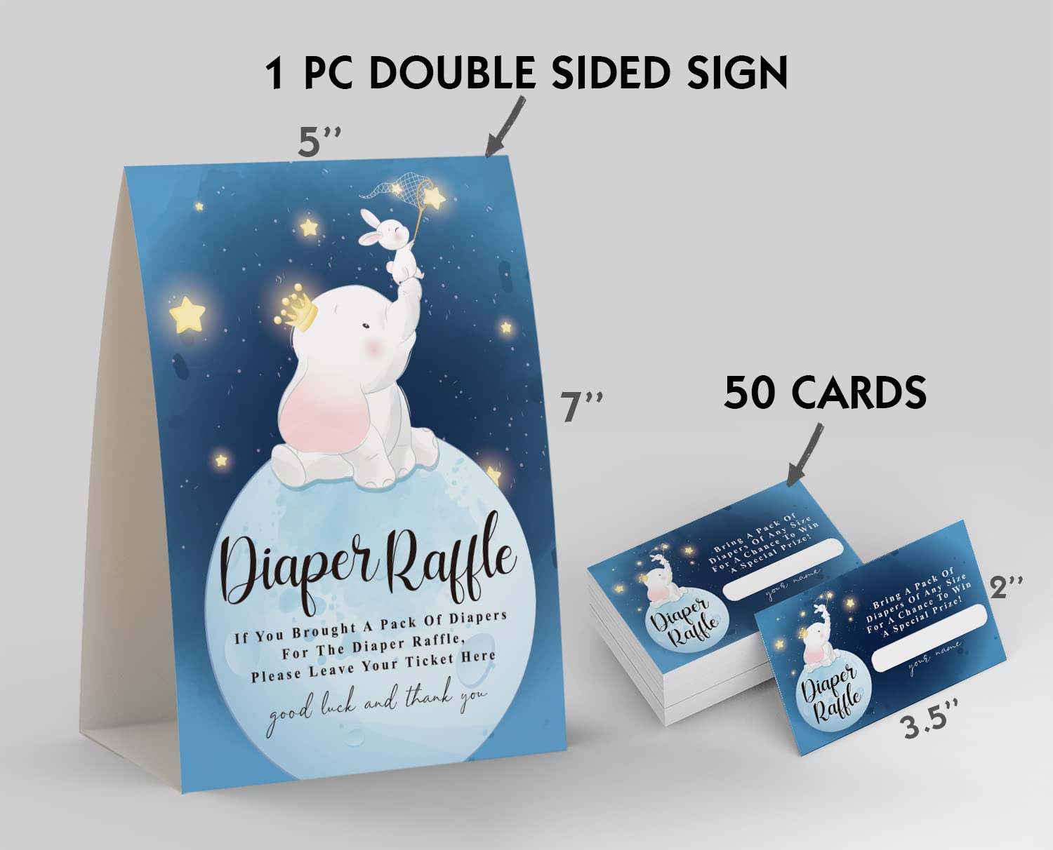 Diaper Raffle Tickets for Baby Shower Sign，Baby Shower Invitations with Diaper Raffle Cards - Baby gender neutral tickets(1 Sign with 50 Raffle Tickets) Toctose018