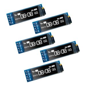 hosyond 5 pcs 0.91 inch i2c oled display module iic oled screen dc 3.3v~5v compatible with arduino raspberry pi (white display color)